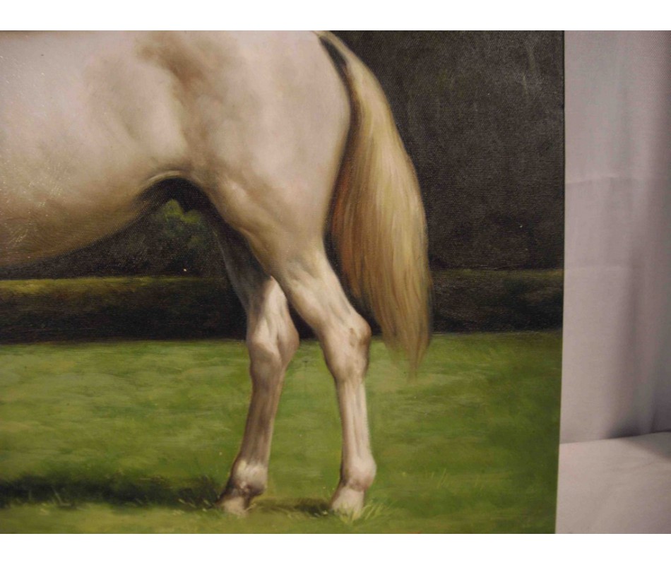 OLEO SOBRE LIENZO CORCEL BLANCO