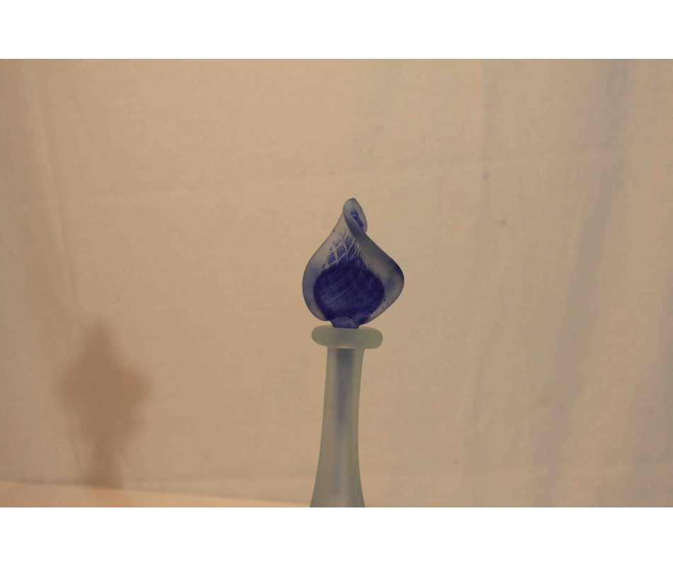 BOTELLA CRISTAL PAVONADO AZUL