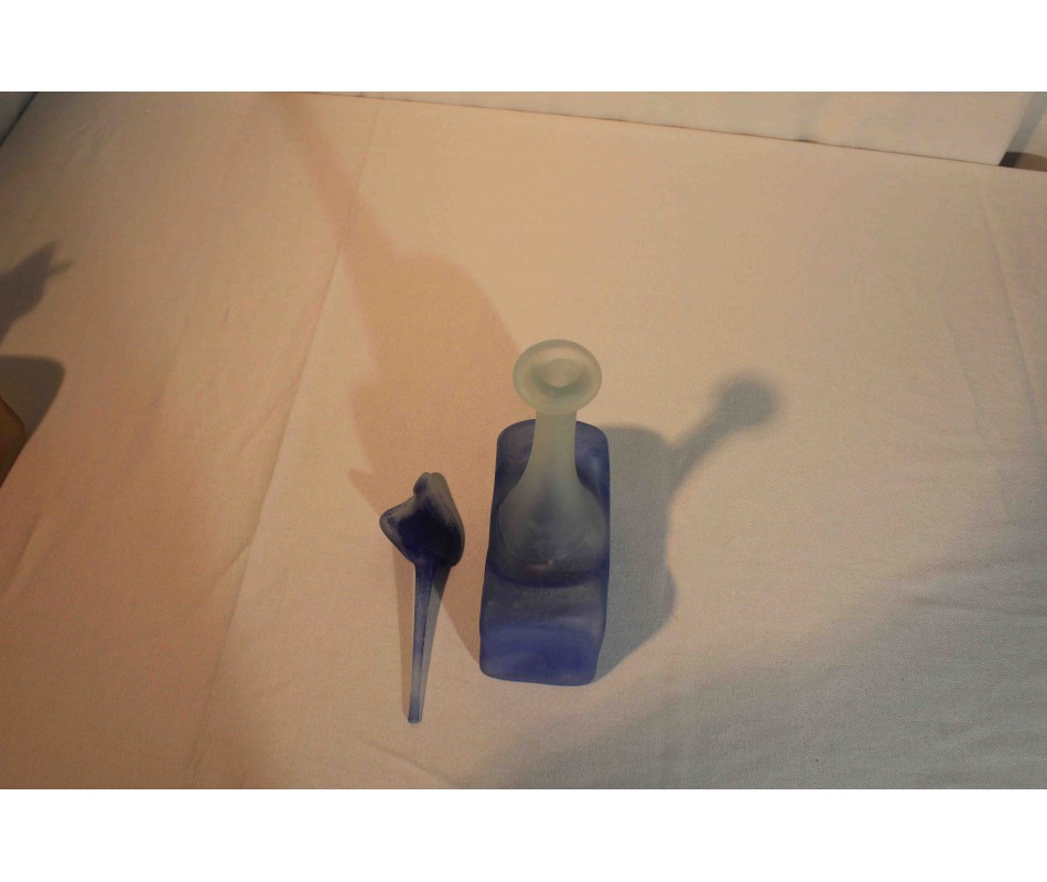 BOTELLA CRISTAL PAVONADO AZUL