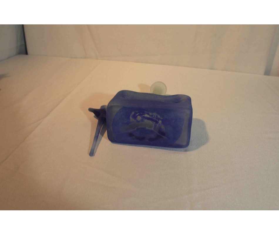 BOTELLA CRISTAL PAVONADO AZUL